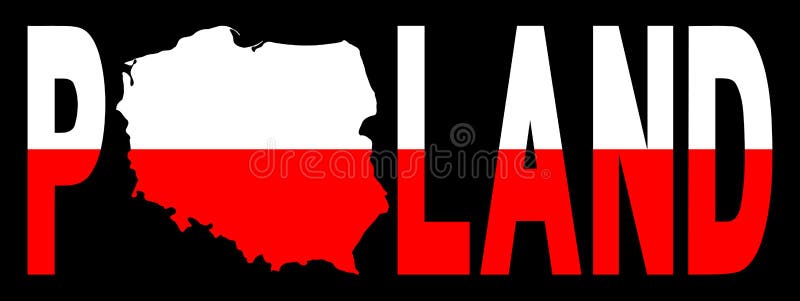 Poland Text with Map on Flag Stock Vector - Illustration of polish ...