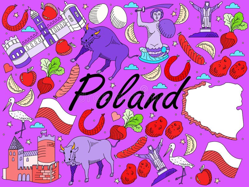 Flag of Poland doodle icon stock illustration. Illustration of pride ...