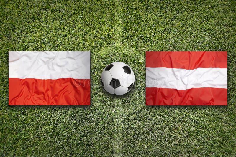 Poland Vs. Austria Flags on Soccer Field Stock Photo - Image of poland ...