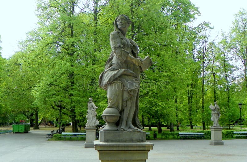 Poland, Warsaw, Saxon Garden, Rococo Sandstone Statue Stock Image ...