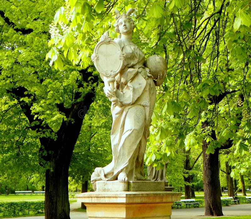 Poland Warsaw Saxon Garden Rococo Sandstone Statue Editorial Stock