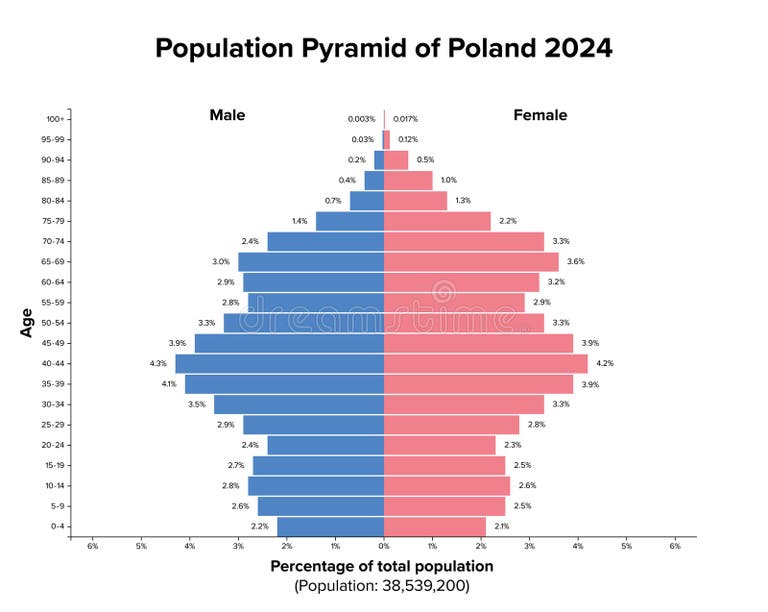Population Pyramid of Poland 2024, Age Structure Diagram Stock ...