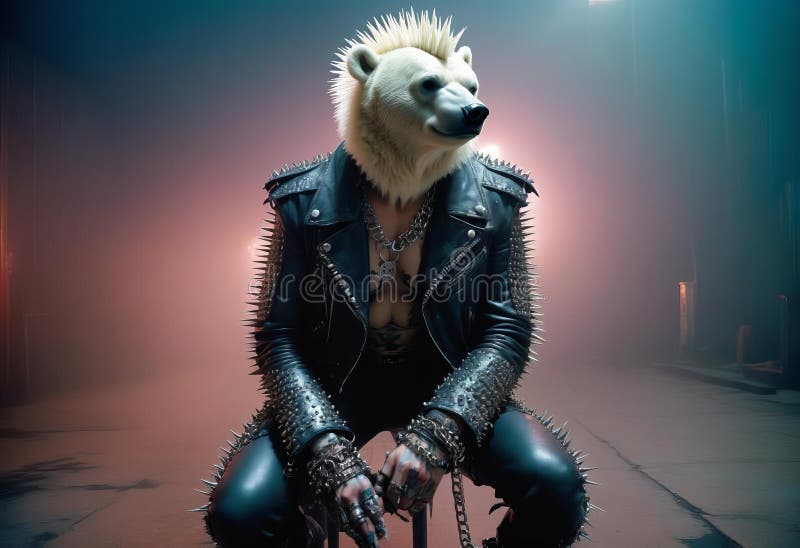 A Polar Bear Animal Dressed Up As a Punk Rocker Stock Illustration ...