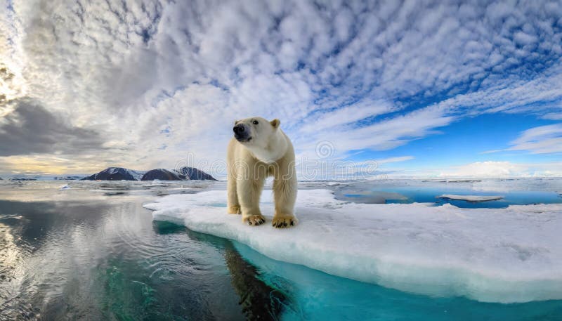 A Polar Bear in the Arctic on an Ice Shelf Stock Illustration ...