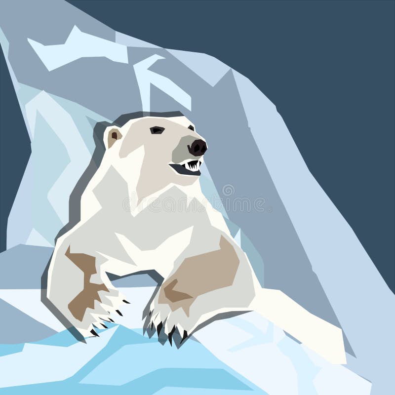 Polar Bear on the Background of the Glacier Vector Illustration Stock ...