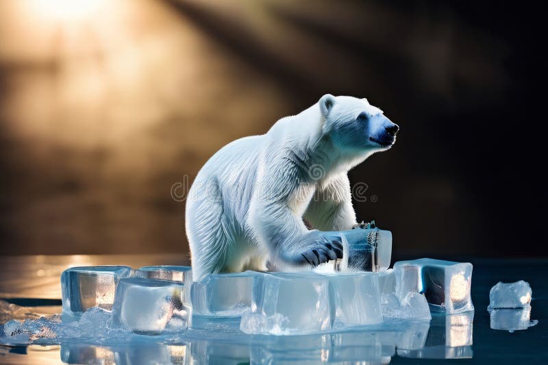 Polar Bear Balancing a Stack of Ice Cubes a Holographic Polar B Stock ...