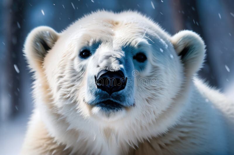 Polar Bear Cub on White Snow Background.. AI Stock Image - Image of ...