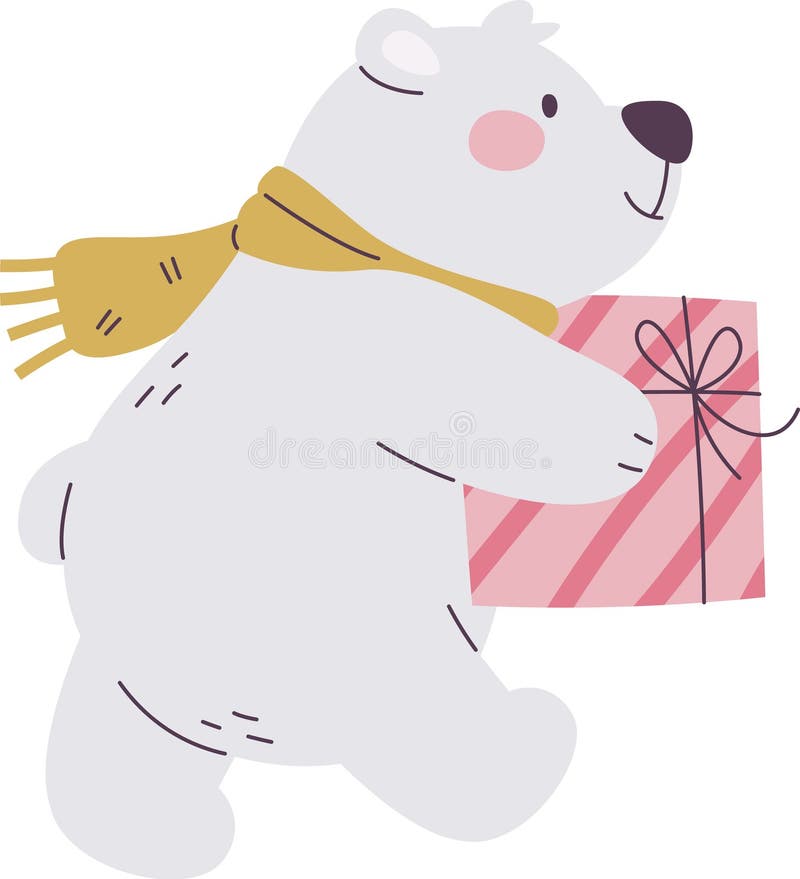Polar Bear with Gift Box stock vector. Illustration of polar - 290122742