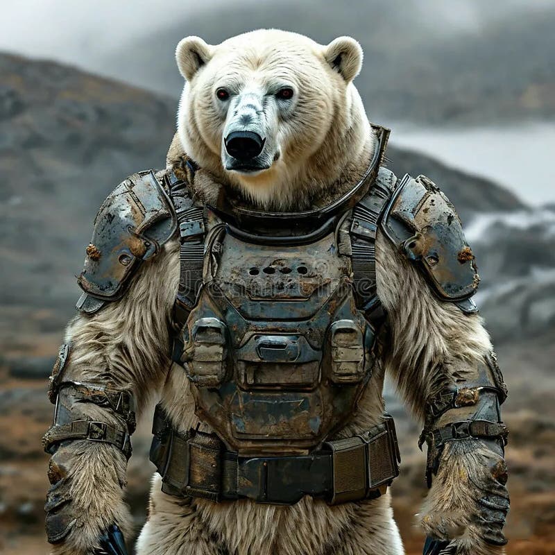 Polar bear in armor stock image. Image of mammal, mystical - 356499085
