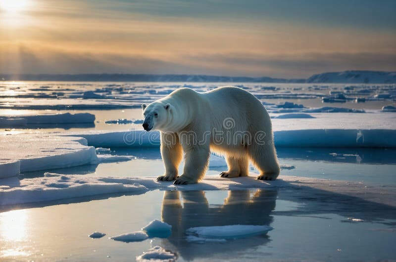 The Polar Bear is in His Element in the Arctic Ice Stock Illustration ...