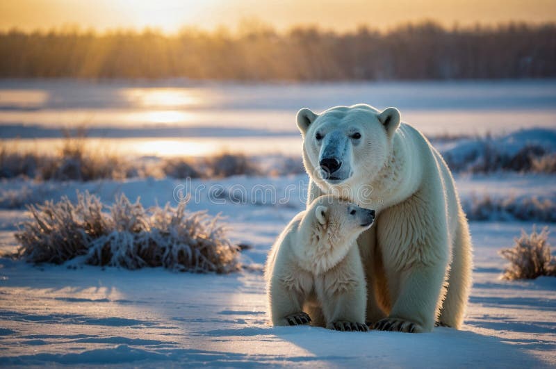 The Polar Bear is in His Element in the Arctic Ice Stock Illustration ...