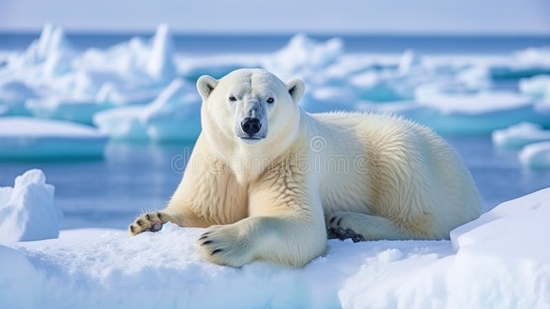 A Polar Bear on the Ice of the Arctic, Surviving in Cold and Harsh ...