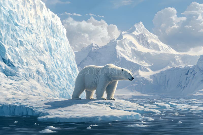 A Polar Bear on an Iceberg, Concept of Climate Changes Stock Photo ...