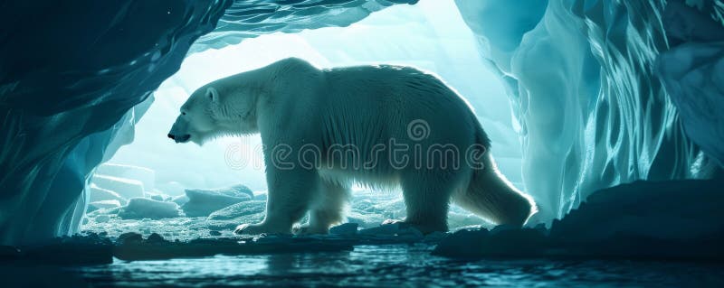 Polar Bear Inside an Icy Cave Stock Photo - Image of arctic ...