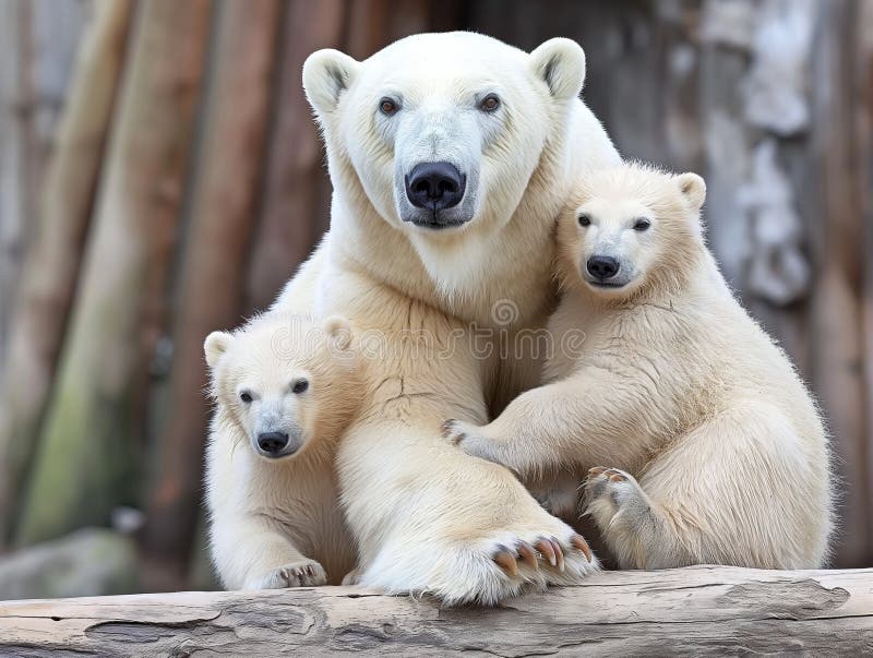 Polar Bear with Little Cubs, Animals in Wild Stock Photo - Image of ...