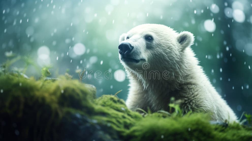 A Polar Bear is Looking Up at the Camera, AI Stock Illustration ...