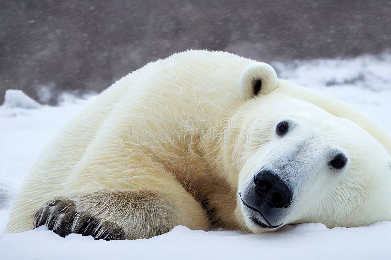 Polar Bear Lying in Snow Global Warming of Arctic Climate Stock Illustration - Illustration of ...
