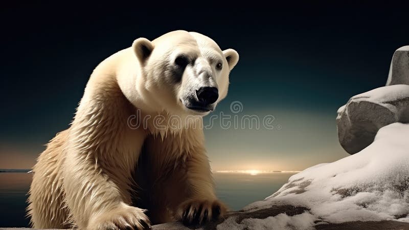 Polar bear on pack ice stock illustration. Illustration of iceberg ...