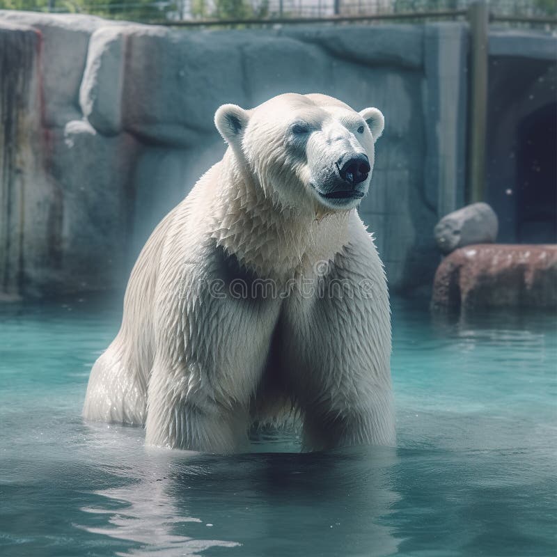 Polar Bear in the Pool at the Soo. Generative AI Stock Illustration ...