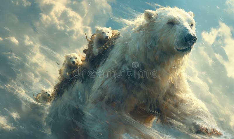Polar Bear Riding Another Polar Bear. Stock Image - Image of wildlife ...