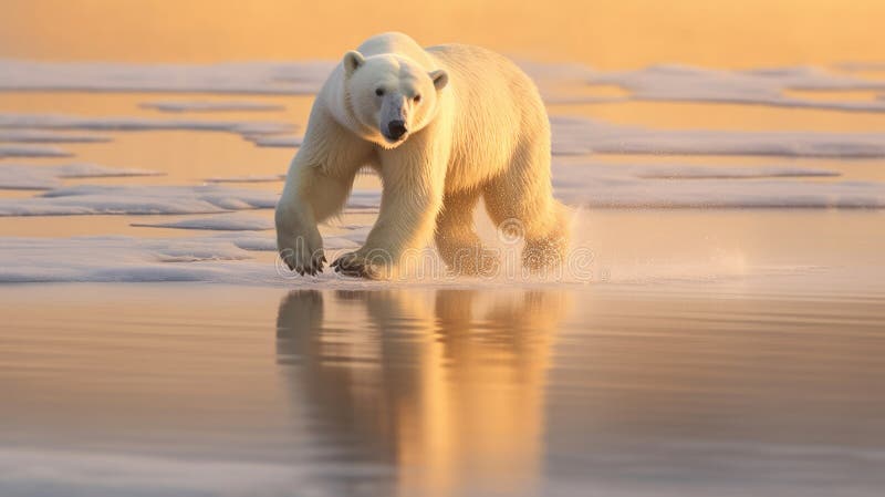 A Polar Bear Running on Ice. Generative Ai Stock Illustration ...