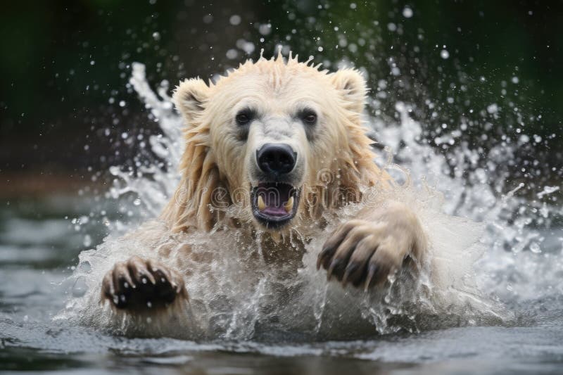 Polar Bear Shaking Off Water after Emerging from a Cold Swim Stock ...