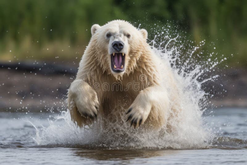 Polar Bear Shaking Off Water after Successful Hunt Stock Photo - Image ...