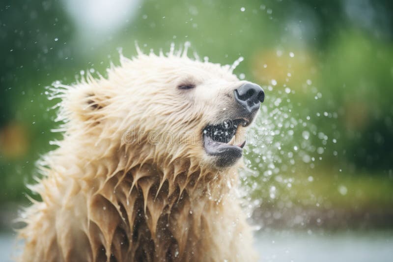 Polar Bear Shaking Off Water after Swim Stock Photo - Image of nature ...