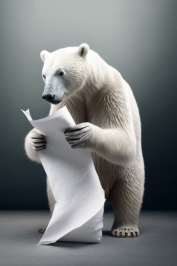 Polar Bear with a Sheet of Paper Stock Illustration - Illustration of ...