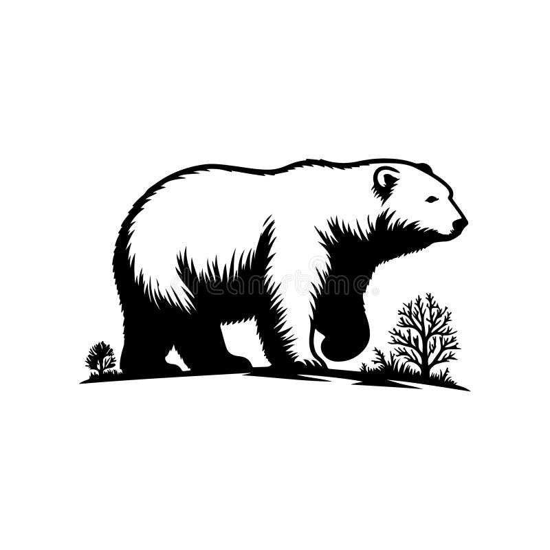 A Polar Bear Silhouette Vector Presents a Striking Contrast of Shape ...