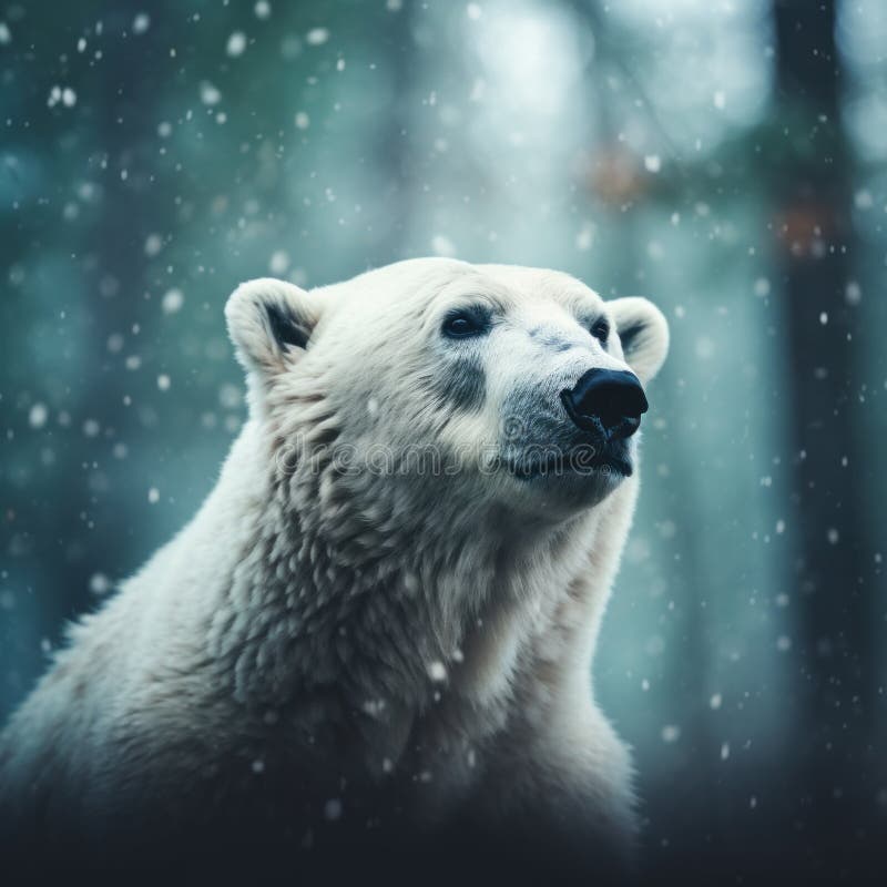 A Polar Bear in the Snow, AI Stock Photo - Image of environment ...