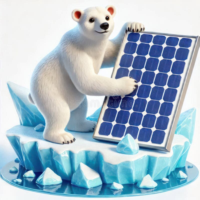 Polar Bear with a Solar Panel on an Ice Floe. Stock Image - Image of ...