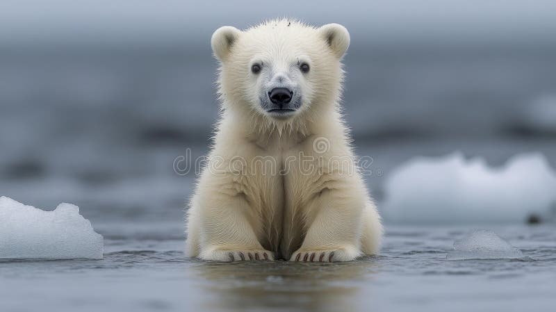 Polar Bear Standing on Ice with a Mysterious Expression Stock ...