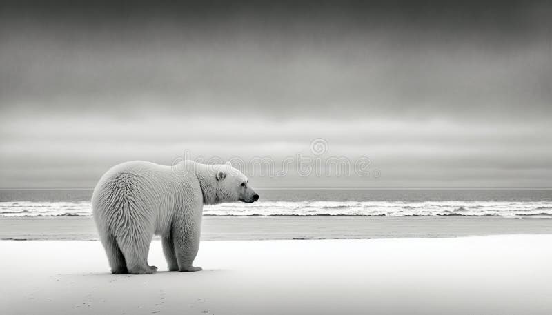 Polar Bear Standing Lonely on Ice Floe Created by Generative AI Stock ...