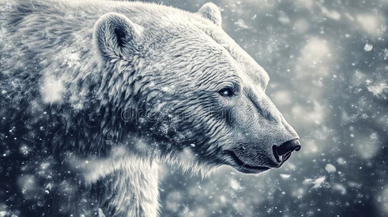 A Polar Bear is Standing in the Snow Stock Illustration - Illustration ...