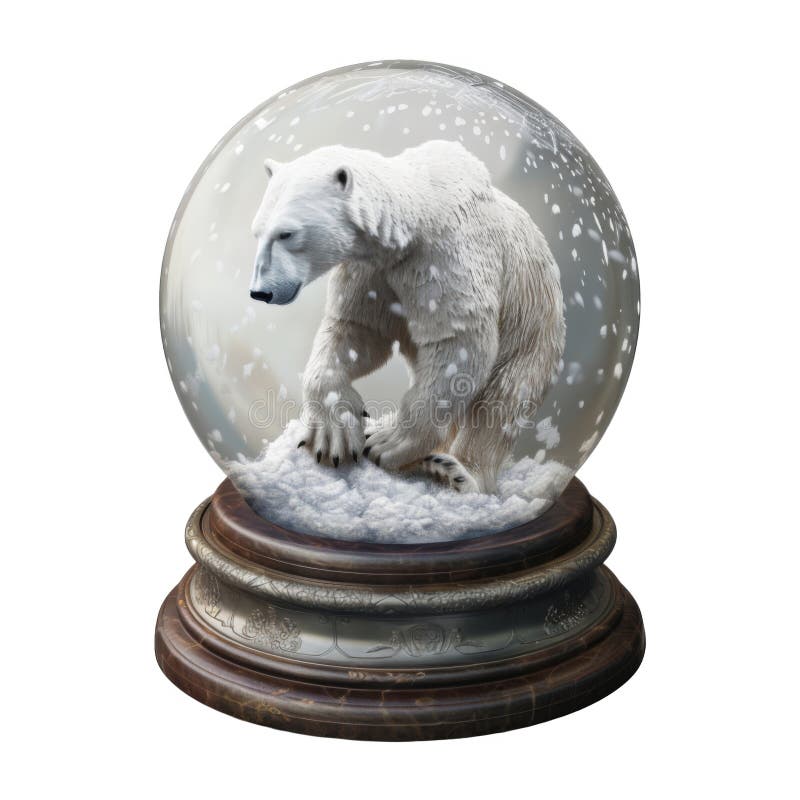 A Polar Bear Standing in a Snow Globe Stock Image - Illustration of ...