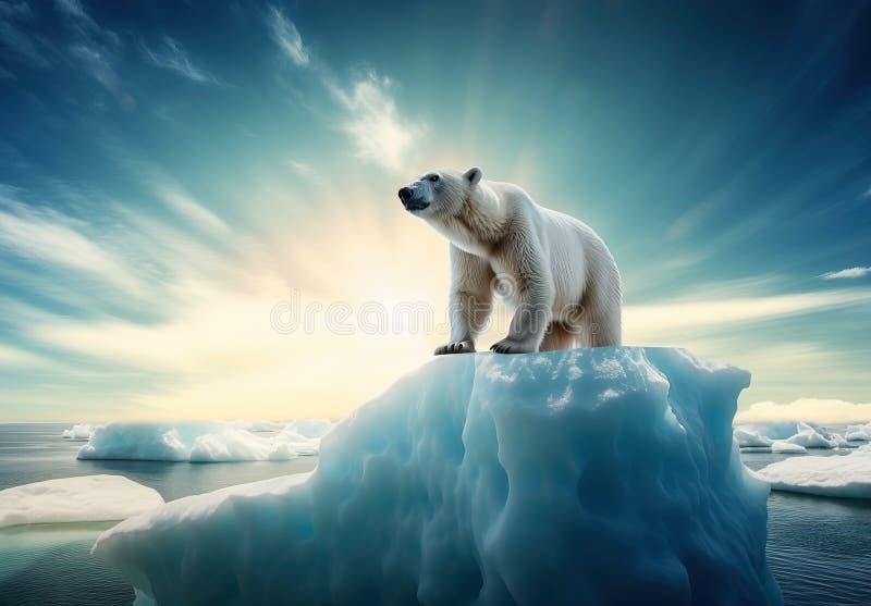 Polar Bear Stands on an Iceberg . AI Generated Illustration Stock ...