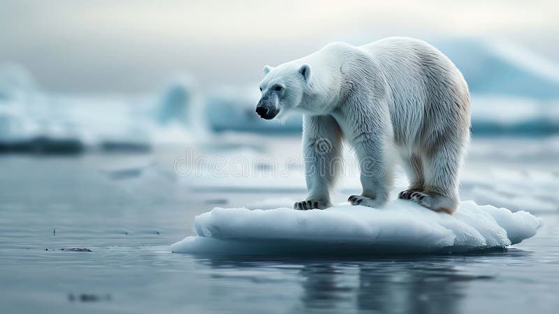 A Polar Bear Stranded on a Small Ice Floe, Symbolizing the Shrinking ...