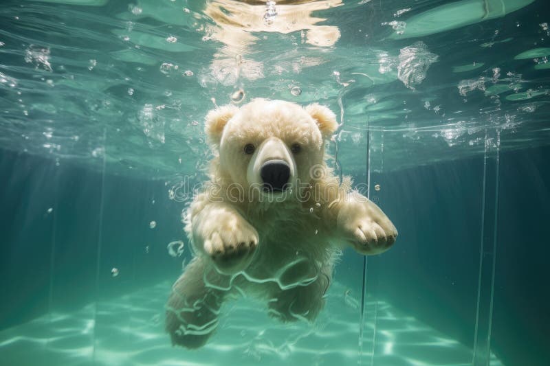 Polar Bear Swimming Underwater in the Pool. Toned Image, Pole Bear ...