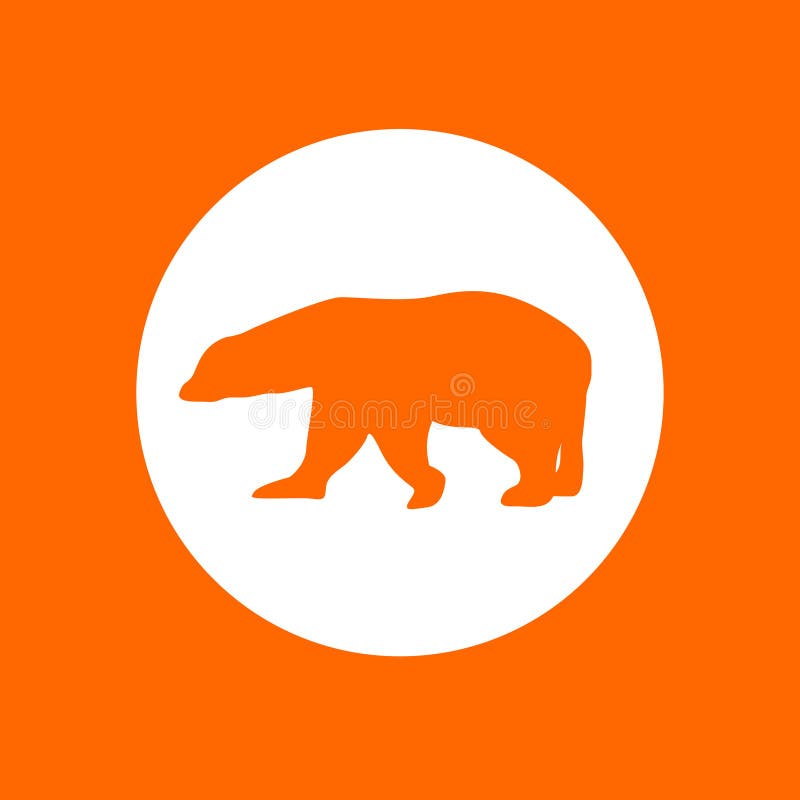Polar Bear Symbol Icon. in White Circle on a Orange Background Stock ...
