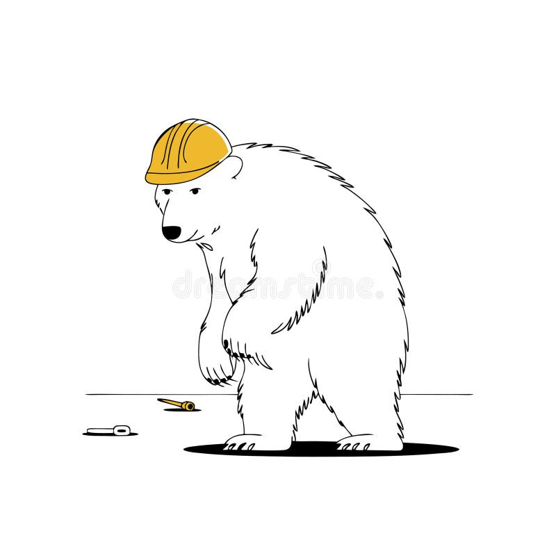 Polar Bear Wearing Construction Hard Hat with Tools Vector Illustration Stock Photo ...
