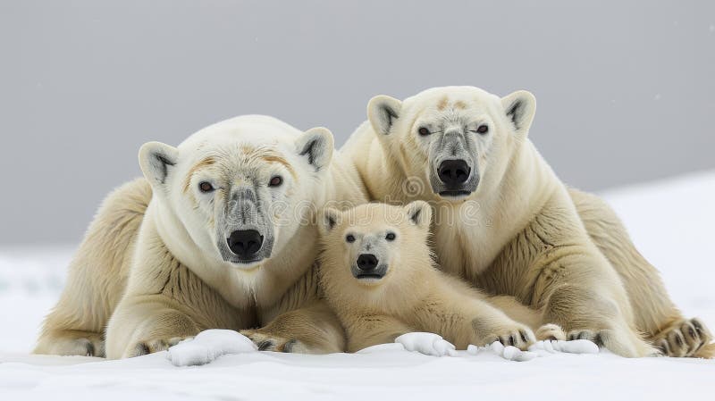 Polar Bears on an Ice Floe in Pack Ice, Svalbard Island, Svalbard ...