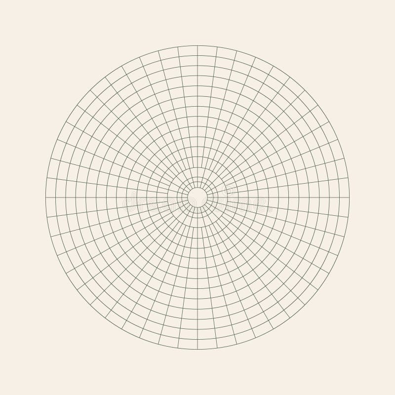 Polar Coordinate Circular Grid Isolated on White Background. 360 ...