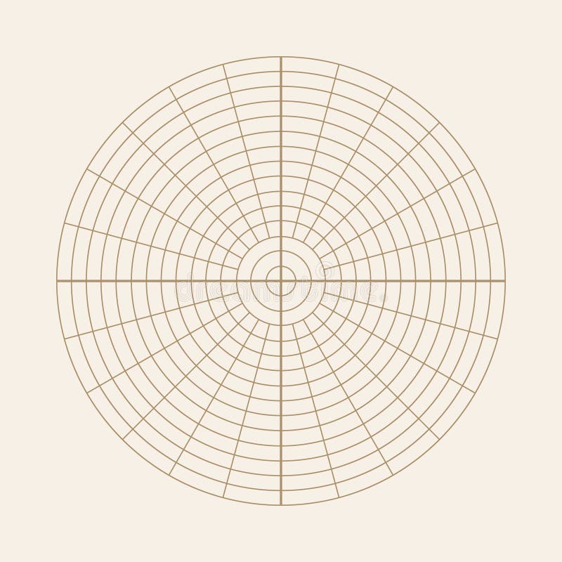 Polar Coordinate Circular Grid Isolated on White Background. 360 ...