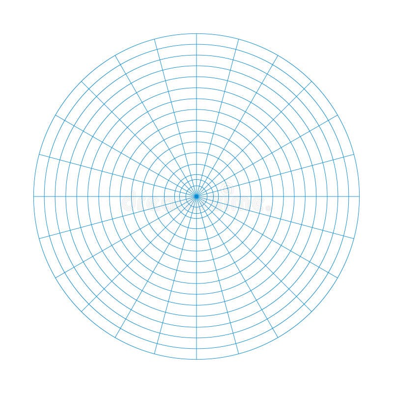Polar Coordinate Circular Grid Isolated on White Background. 360 ...