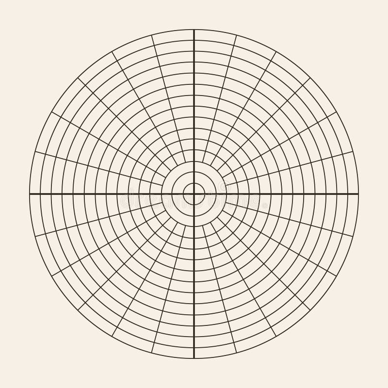 Polar Coordinate Circular Grid Isolated on White Background. 360 ...