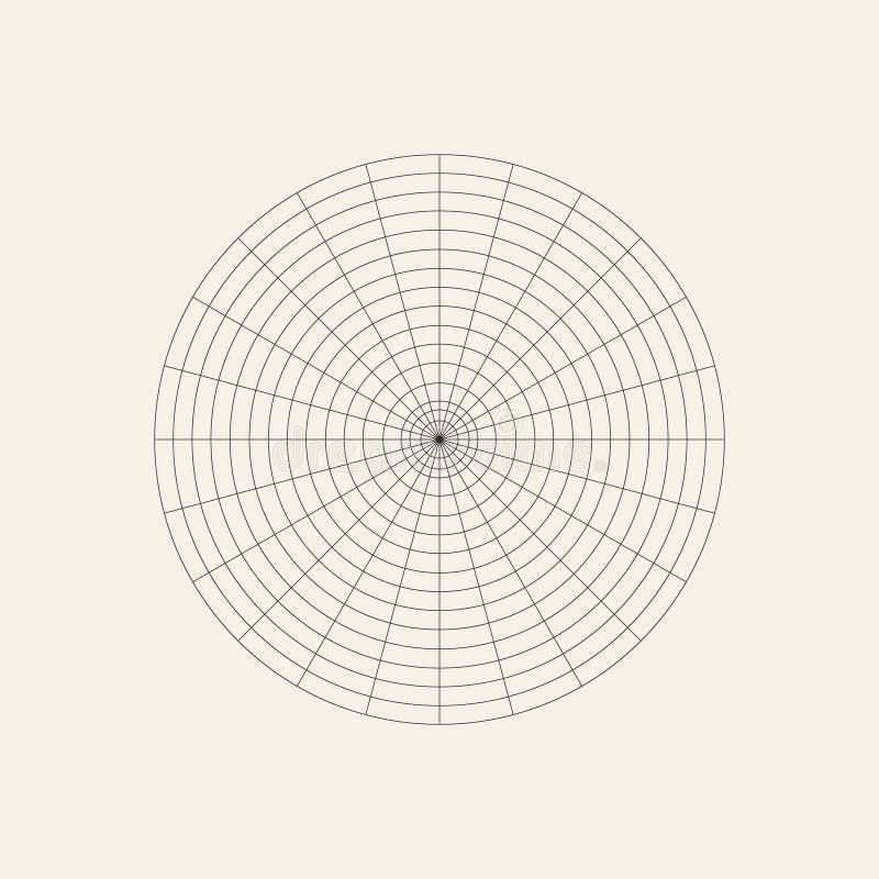 Polar Coordinate Circular Grid Isolated on White Background. 360 ...