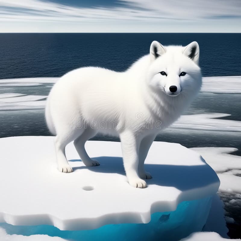 Polar Fox on an Ice Floe in the Ocean. Generative AI Stock Photo ...