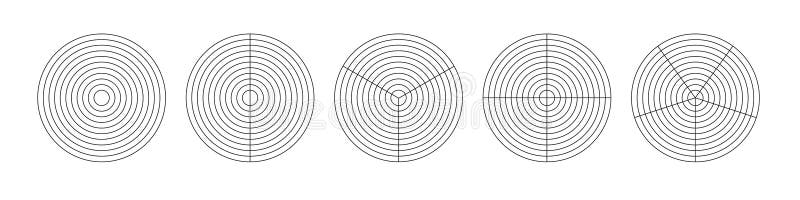 Polar Grid Concentric Circles and Steps. Blank Vector Polar Graph Paper ...