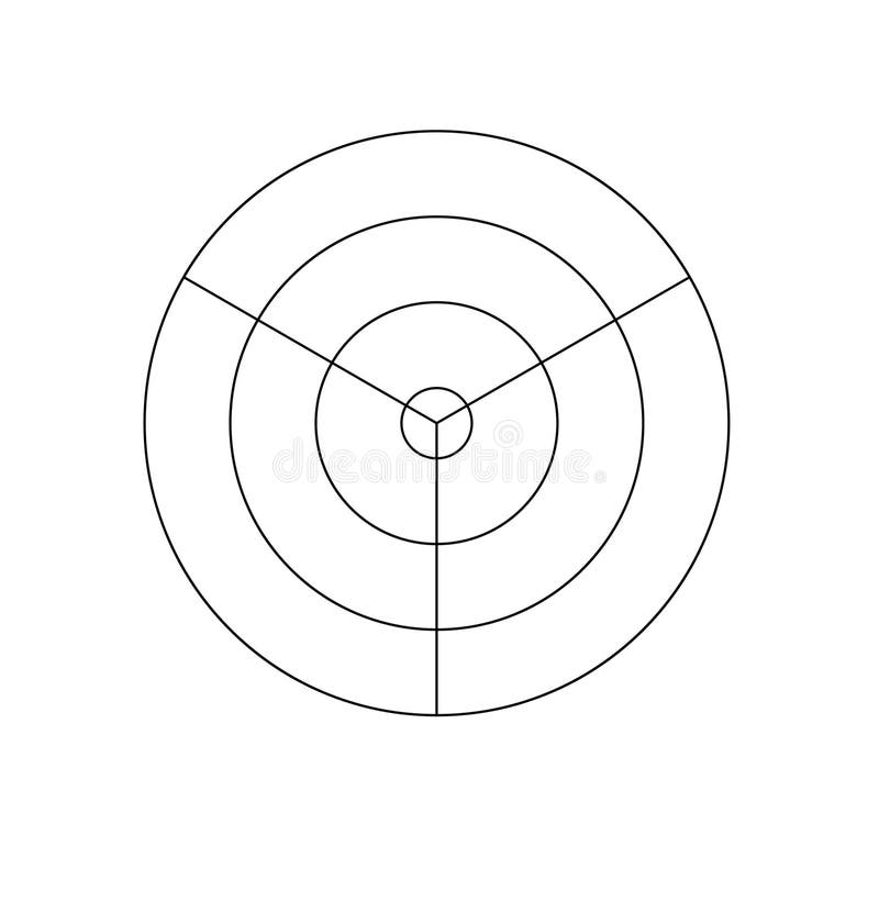 Polar Grid Concentric Circles and Steps. Blank Vector Polar Graph Paper ...